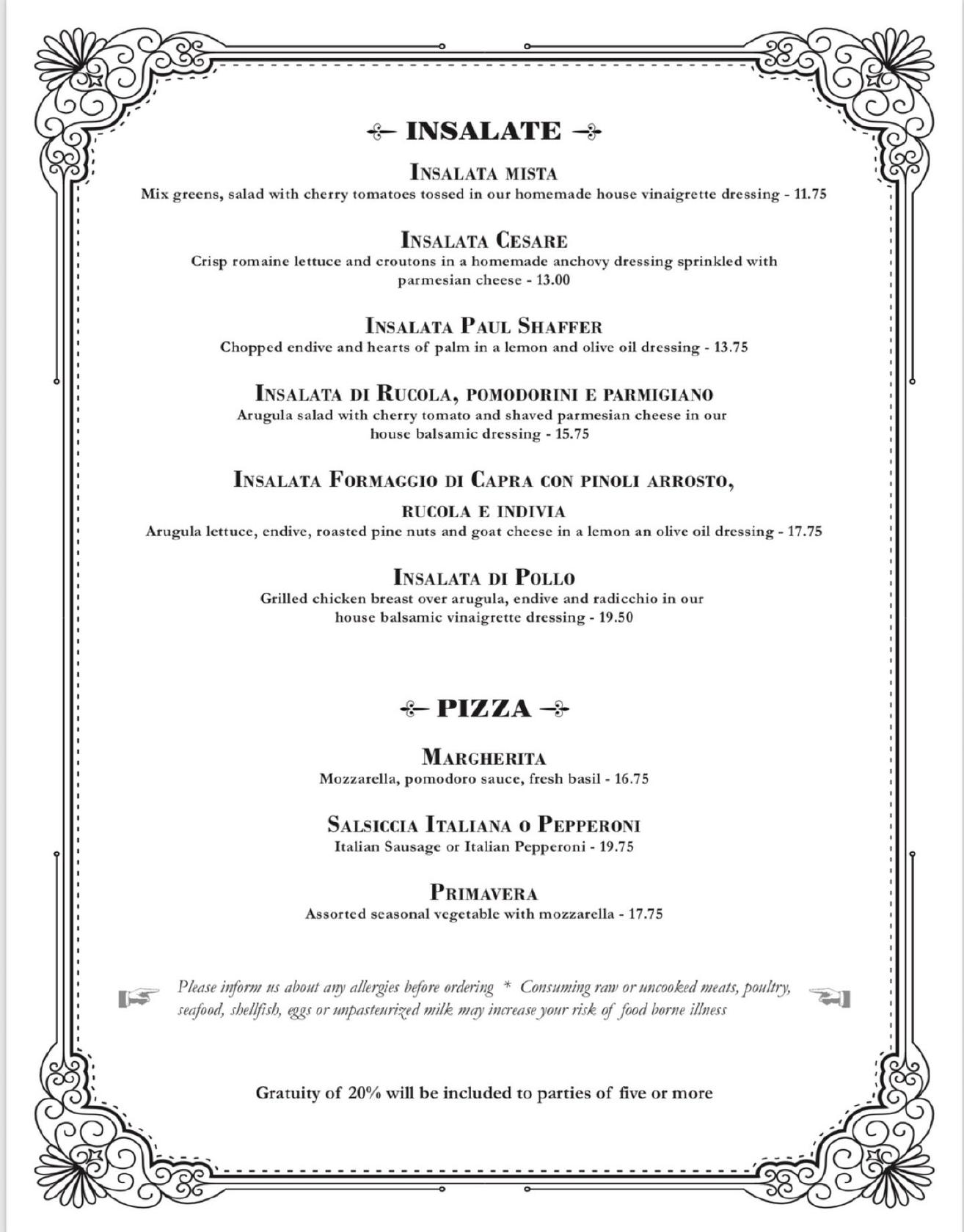 Menu at Cielo At The Mayfair pub & bar, West New York