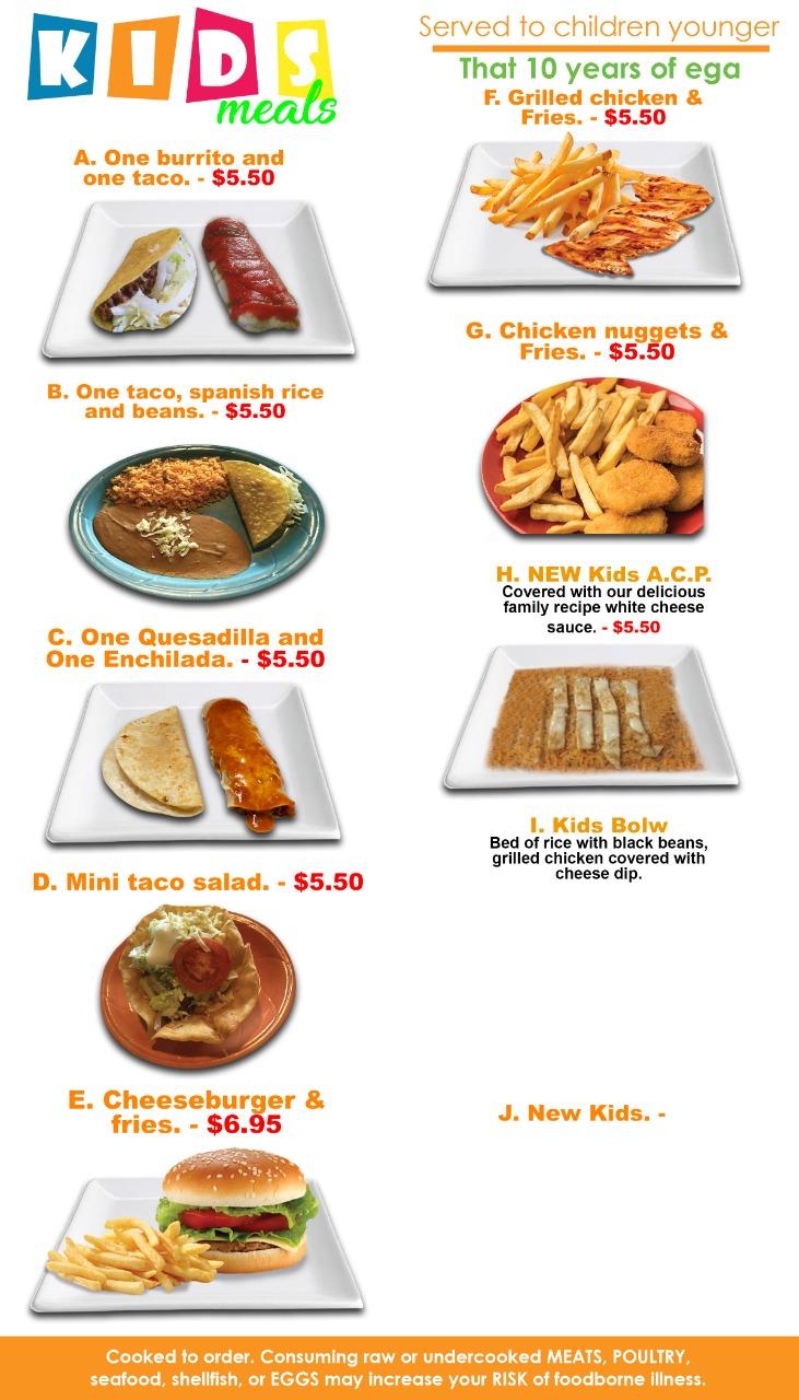 Menu at Los Tres Mexican Restaurant, Cary