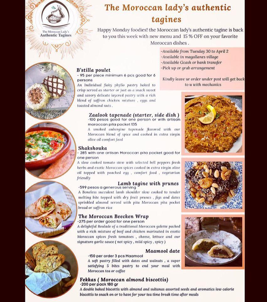 Menu at Authentic Moroccan cuisine by the Moroccan lady restaurant, Makati