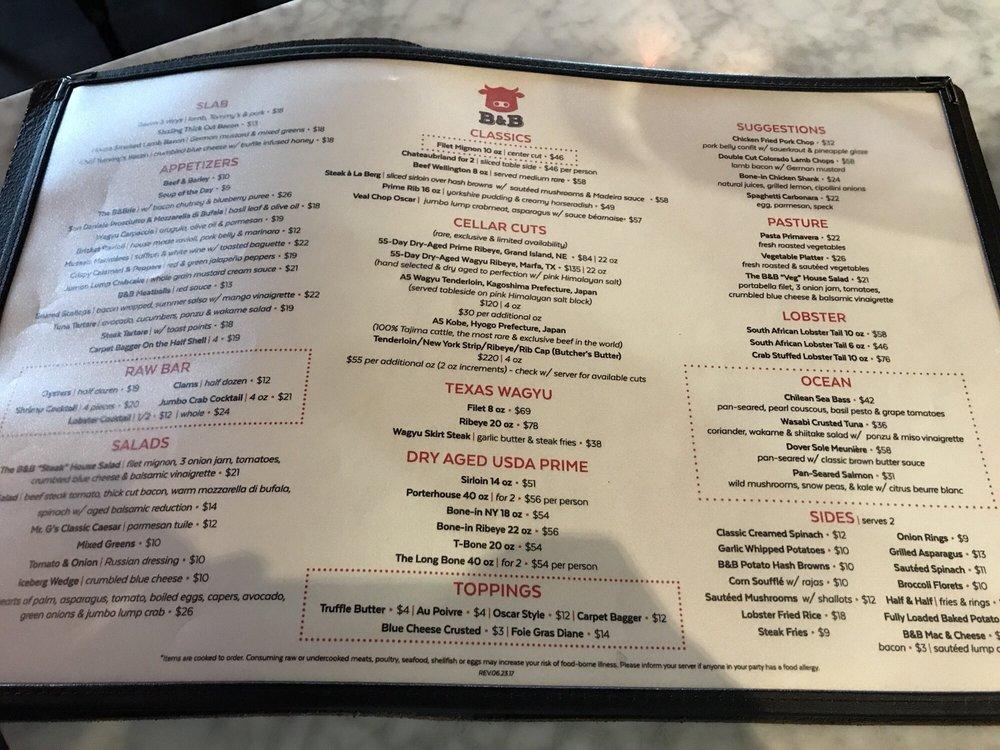 Menu at B&B Butchers & Restaurant, Houston