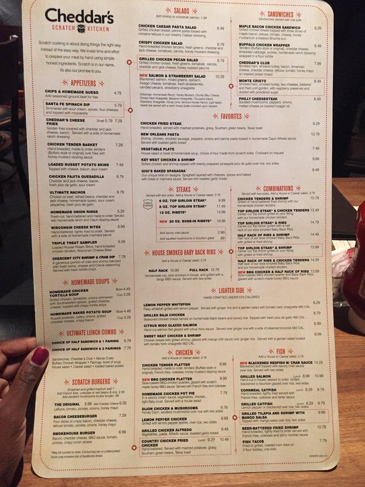 Menu at Cheddar's Scratch Kitchen restaurant, Newport News