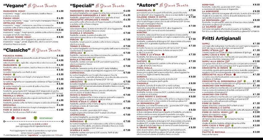 Menu da Il grano tenero pizzeria, Roma