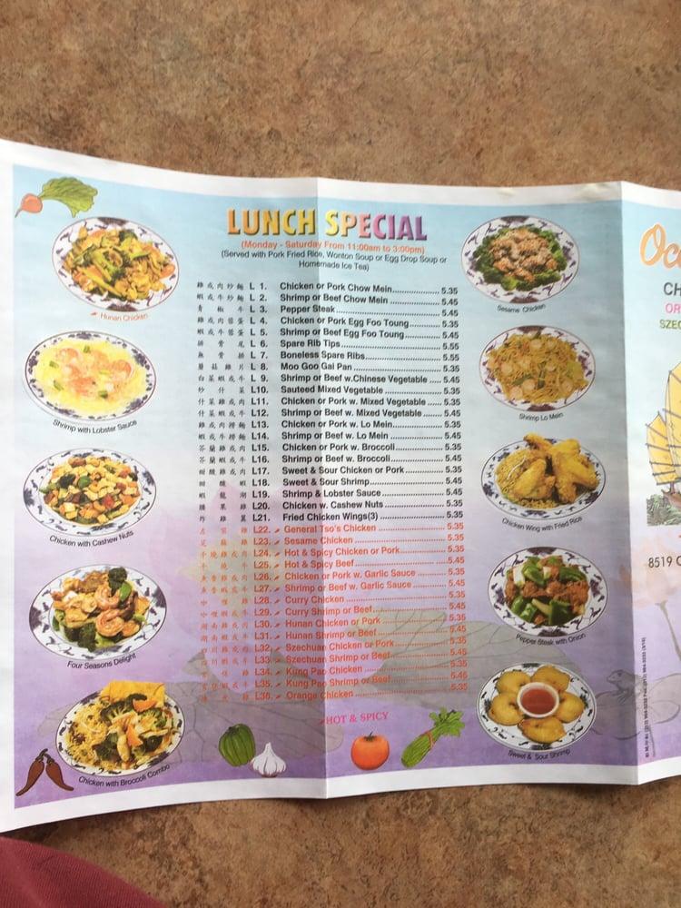 Menu at Ocean Dragon restaurant, Holly Hill