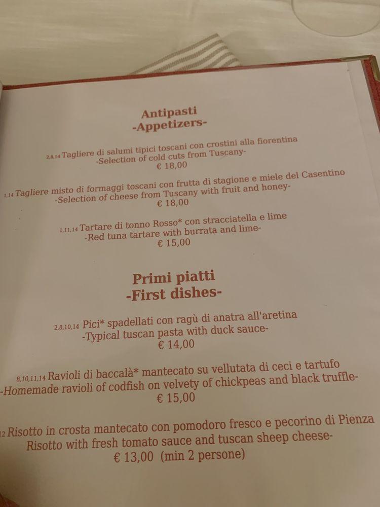 Menu at Rino restaurant, Como