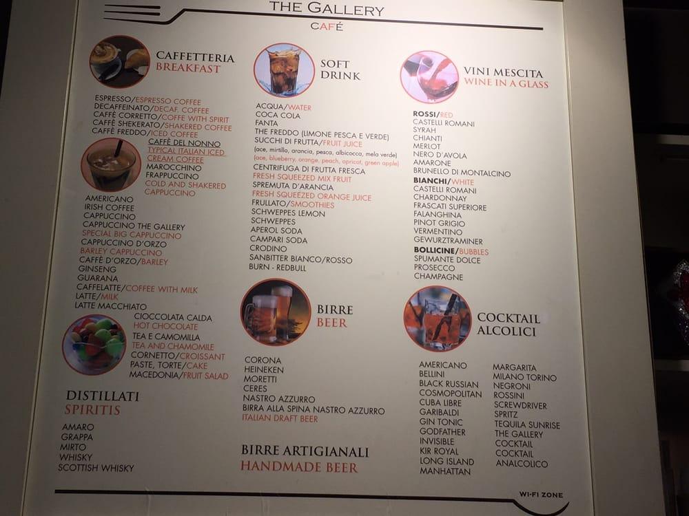 Menu at The Gallery Cafè cafe, Rome