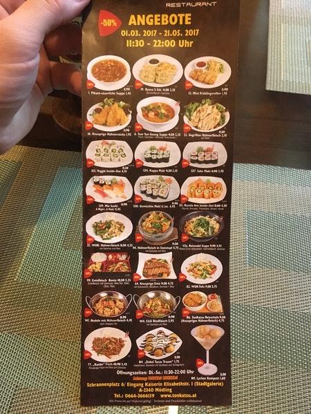 Speisekarte von Ton Katsu cafe, Mödling