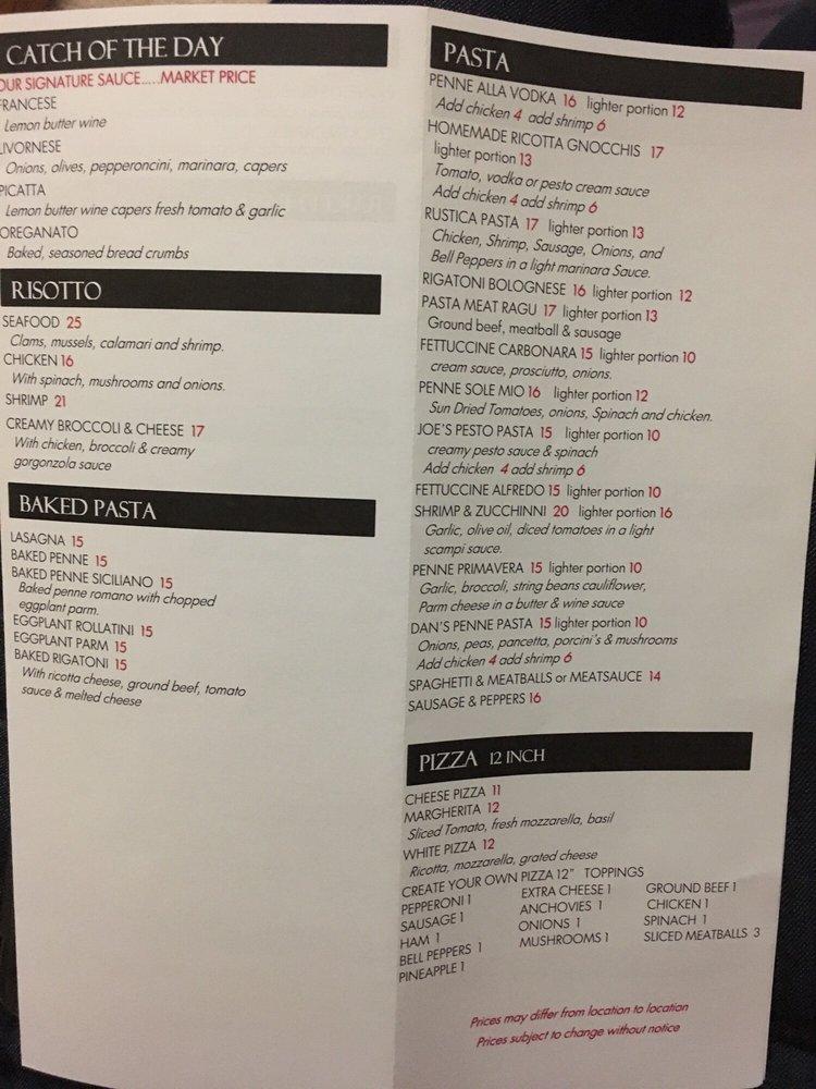 Menu at Vignetos Italian Grill pizzeria, Weston