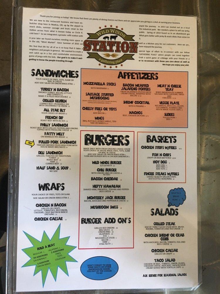 Menu at Wild Winds Station pub & bar, Madras