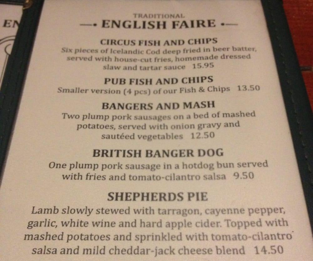 Menu at Kensington Circus Pub, Kensington