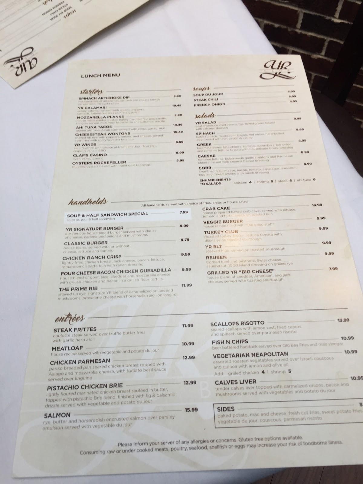 Menu at Berks YR Club, Wyomissing