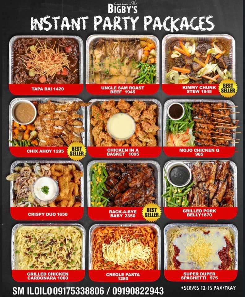 Menu at Bigby's restaurant, Iloilo City, Megaworld Blvd