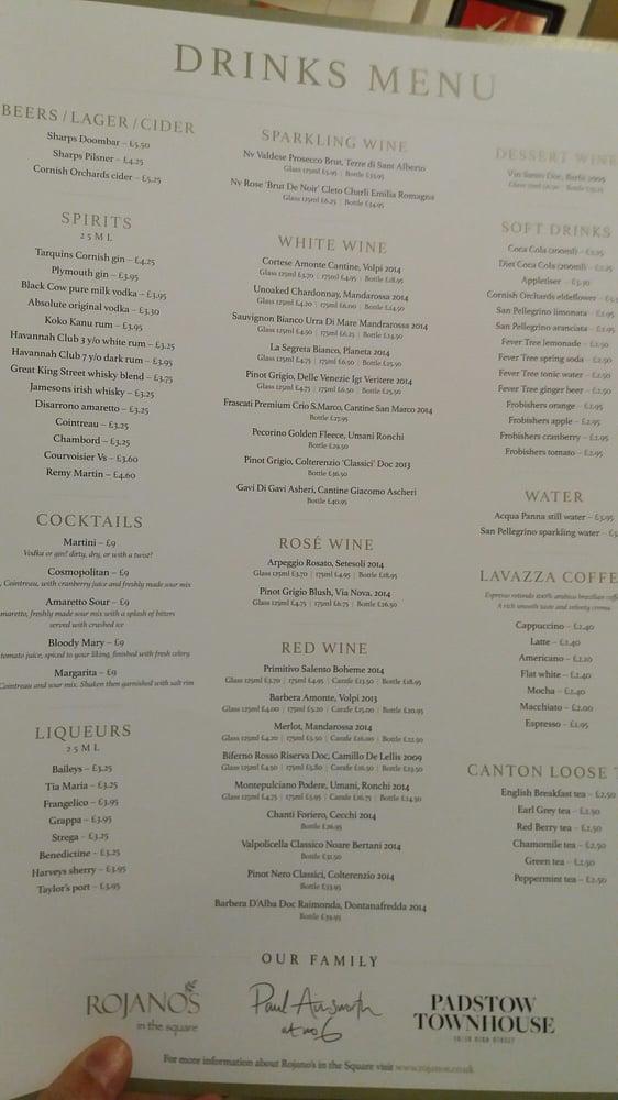 Menu at Caffè Rojano by Paul Ainsworth pizzeria, Padstow