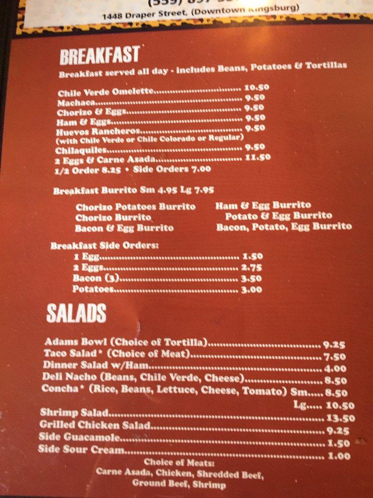 Menu at Deli Casa restaurant, Kingsburg, California St