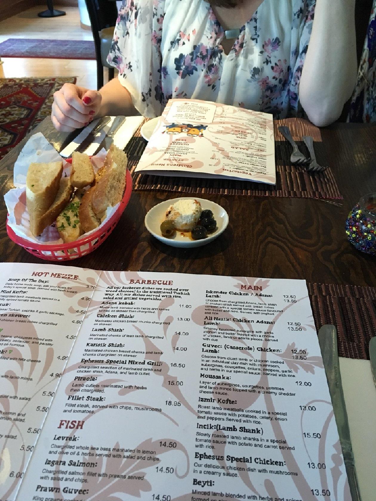 Menu at Ephesus Restaurant, Morpeth