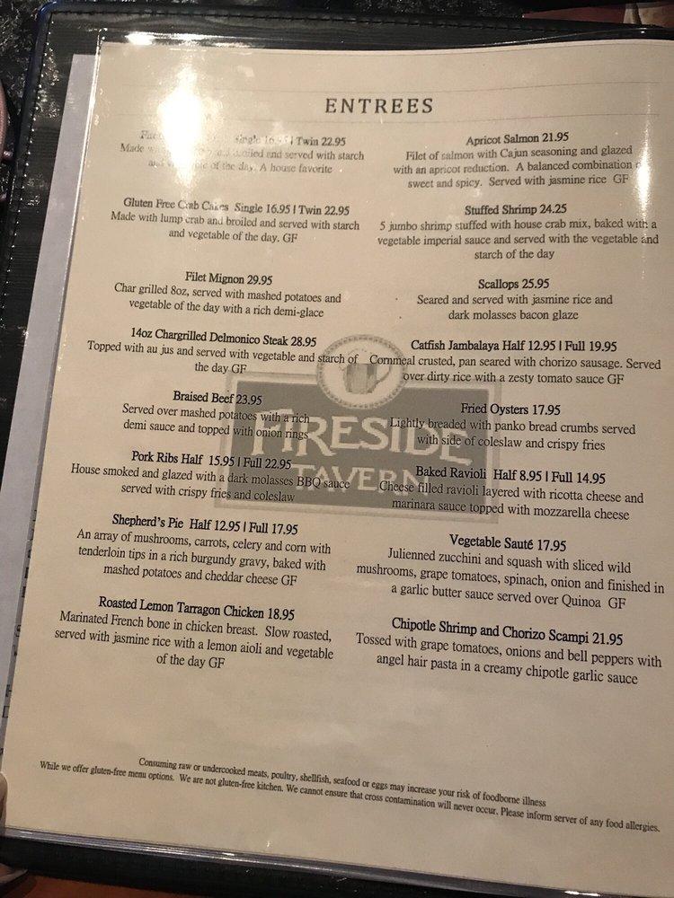 Menu at Fireside Tavern pub & bar, Strasburg, Historic Dr