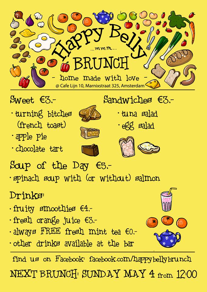 Menu at Happy Belly Brunch, Amsterdam