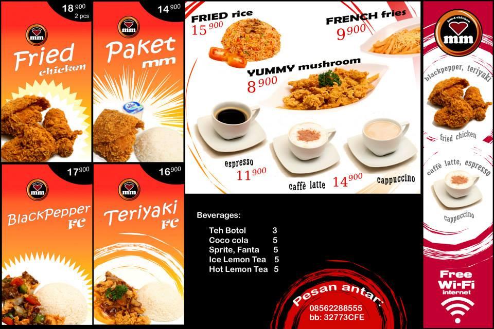 Menu at MM Cafe, Bandung