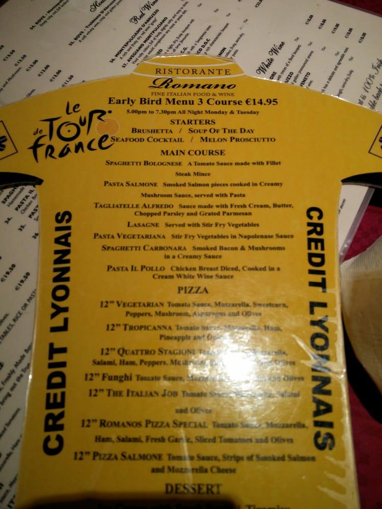 Menu at Ristorante Romano restaurant, Dublin