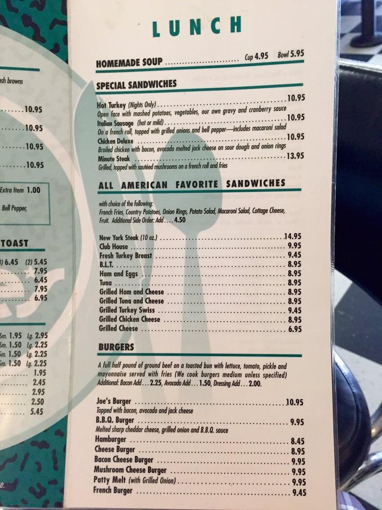 Menu at Big Joe's 8 restaurant, San Bruno