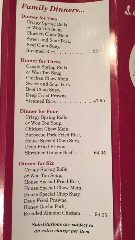 Menu at J & V Restaurant, Castlegar, Columbia Ave
