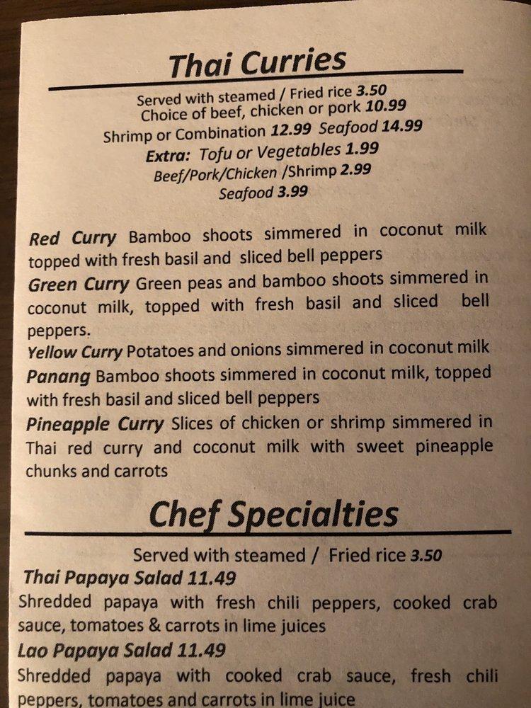 Menu at Lai Thai Restaurant, Bethany, NW 23rd St