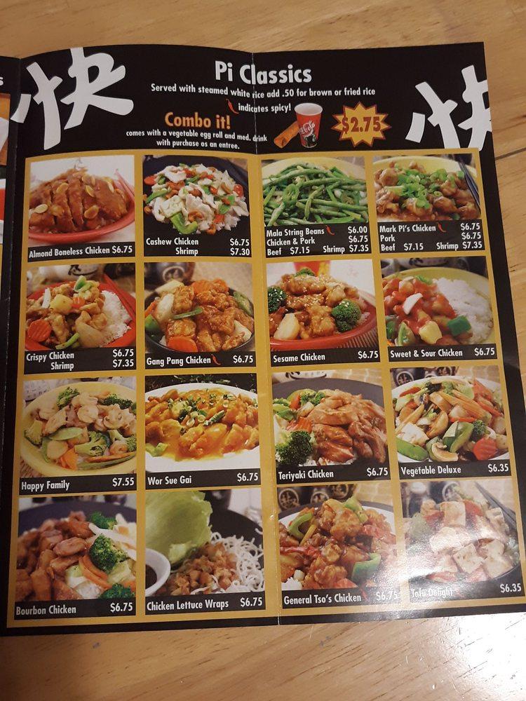 Menu at Mark PI'S Express restaurant, Lancaster
