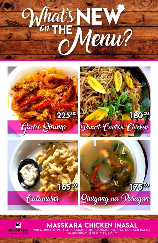 Menu at Masskara Chicken Inasal-Iloilo restaurant, Iloilo City