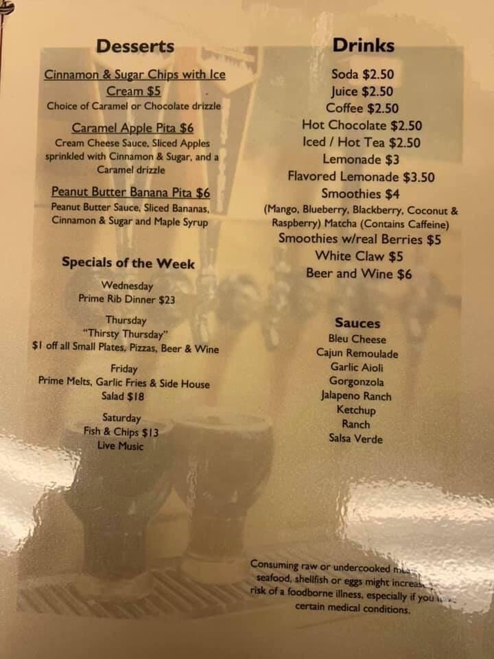 Menu at Pub Monte, Montesano
