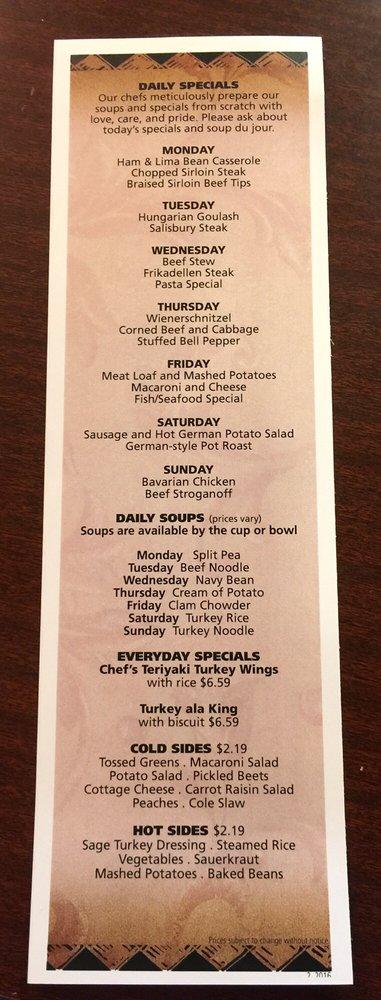 Menu at Sam's Hof Brau restaurant, Sacramento, Watt Ave
