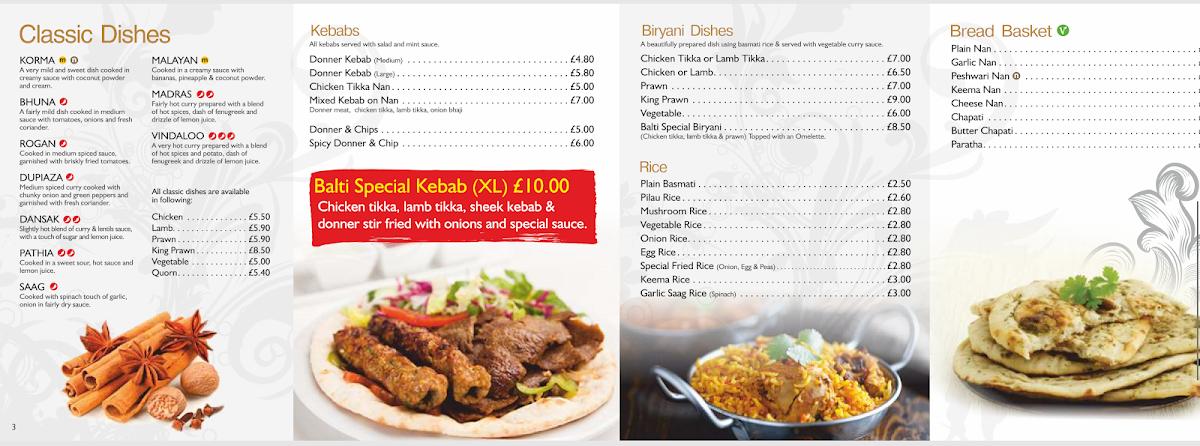 Menu at The Balti House restaurant, Crowle