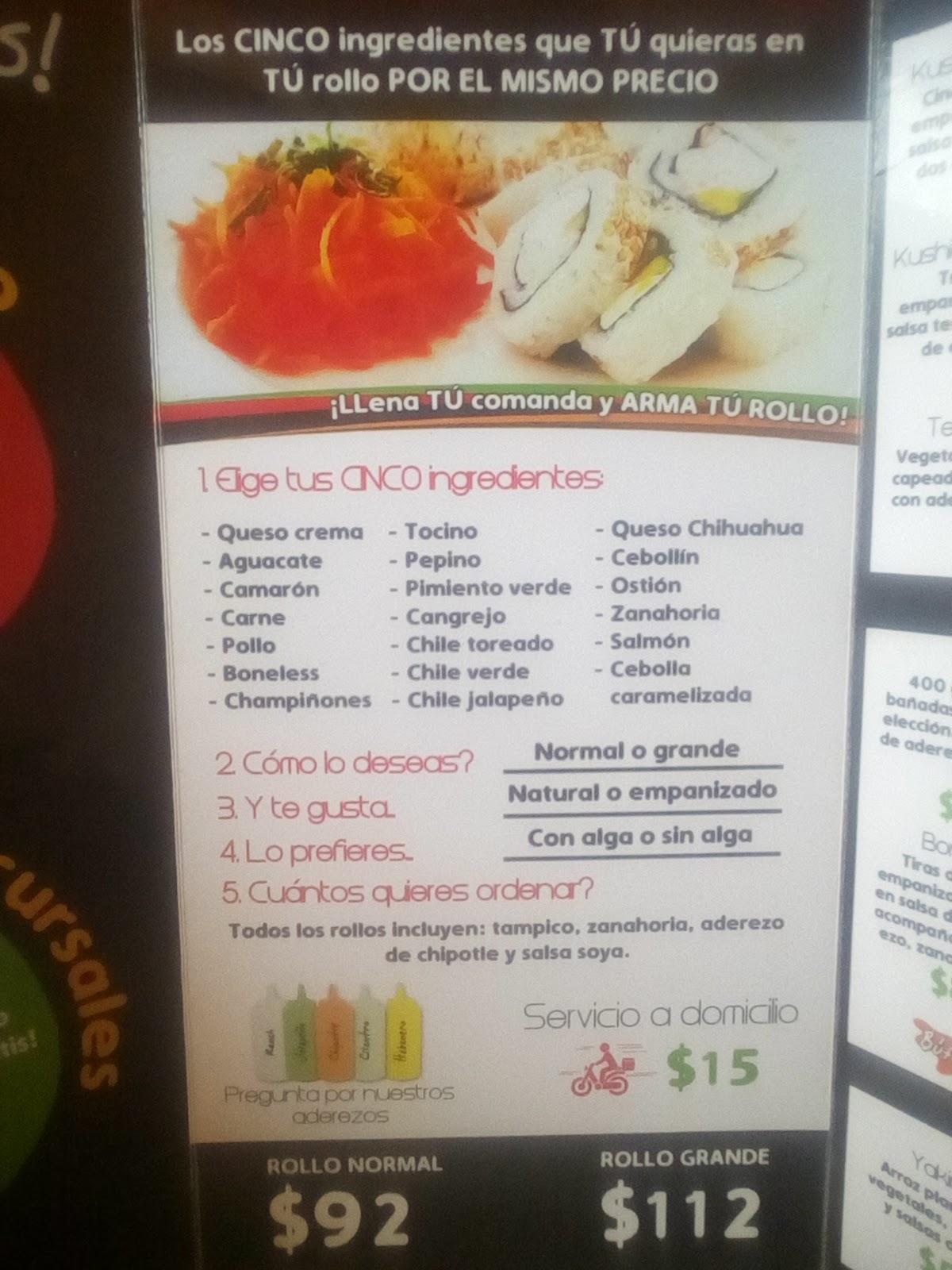Carta del restaurante Tu Rollo Cinco Sushi, Hermosillo, Blvd. Antonio ...
