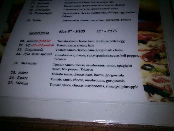 Menu at Ed'z Grill restaurant, Cebu City