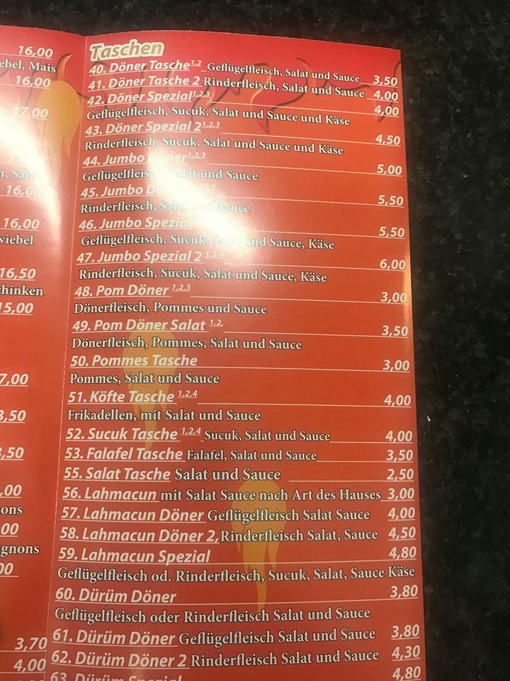Menu at Efes Grill restaurant, Unna