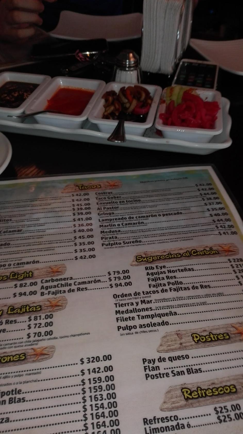Carta de Restaurante San Blas, Reynosa