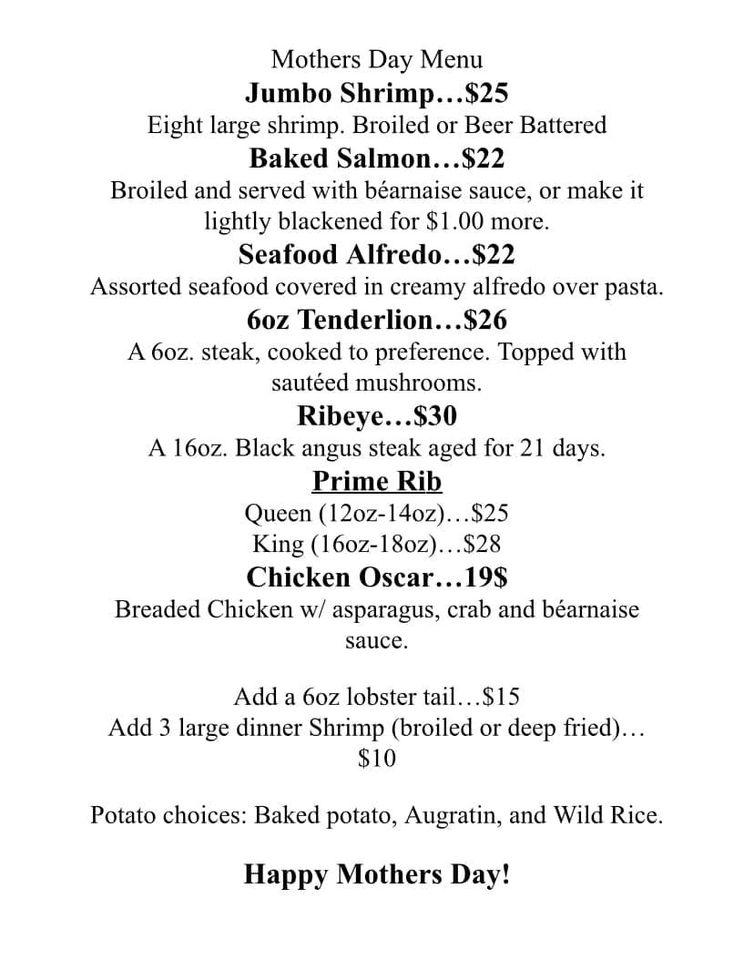 Menu at Rhinelander Pub, Rhinelander