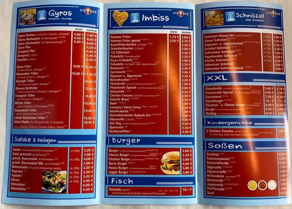 Speisekarte von Stavros Imbiss Kaldenkirchen restaurant, Nettetal ...