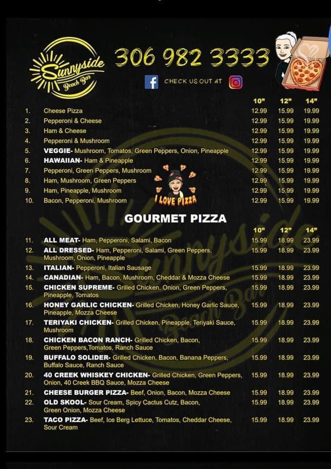 Menu at Sunnyside Bar, Canada