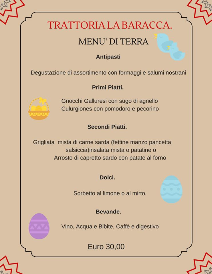 Menu at Trattoria Bar La Baracca s.r.l., La Maddalena, P.za Faravelli
