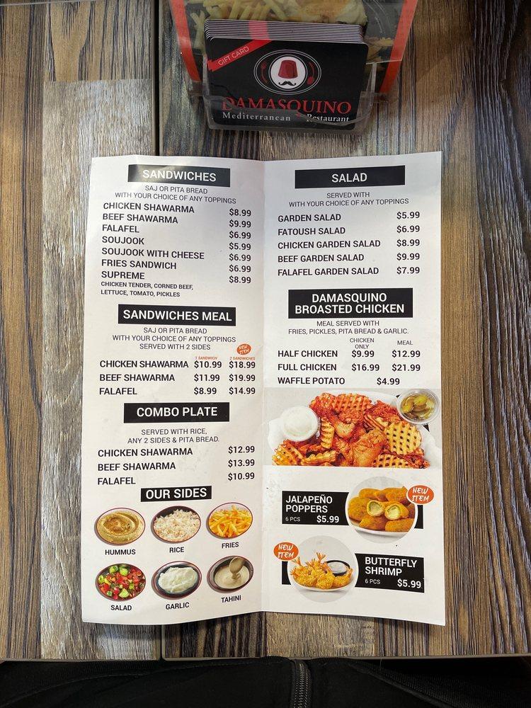 Menu at Damasquino restaurant, Glendora