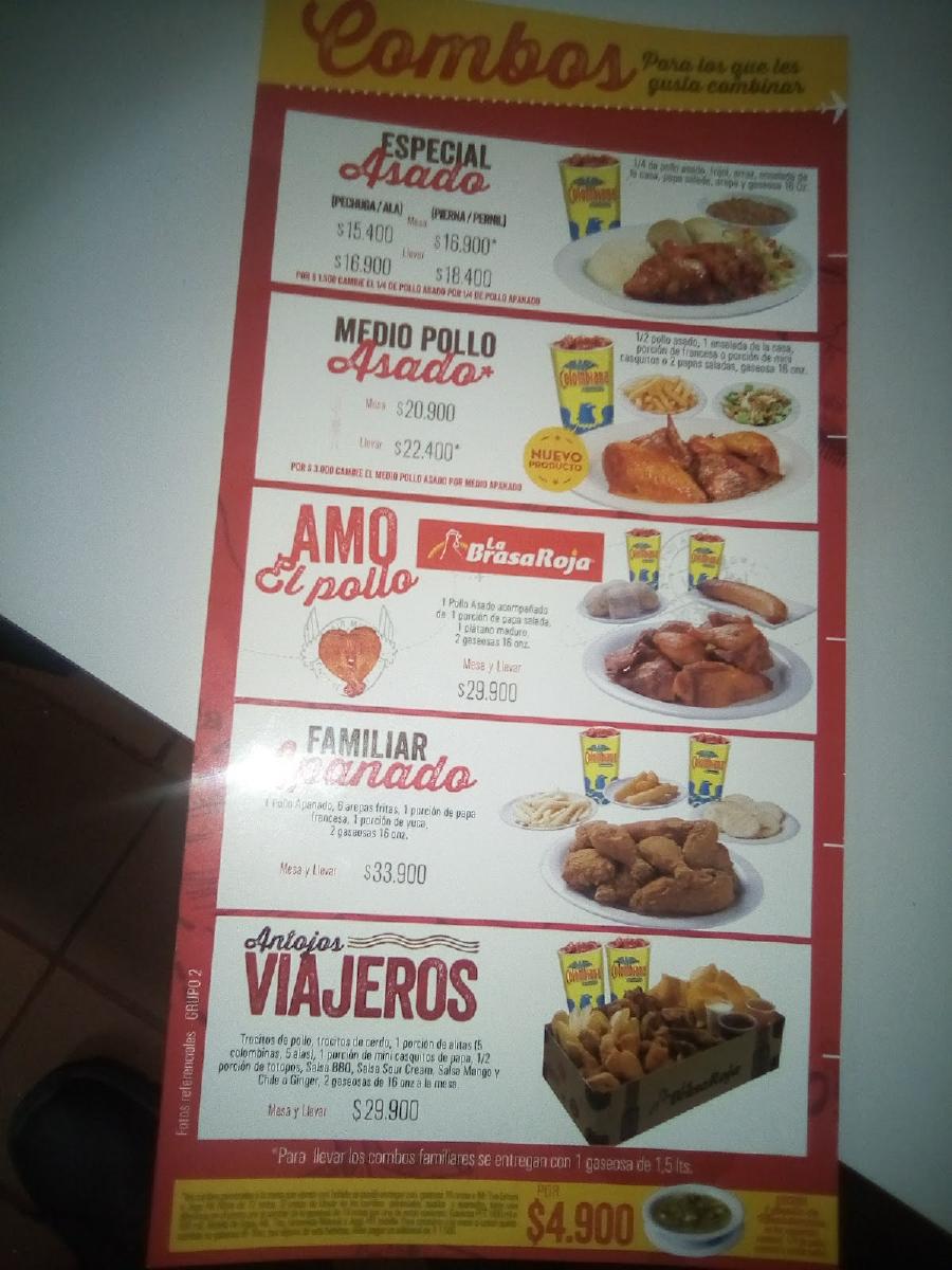 Carta del restaurante La Brasa Roja – Centro, Bogotá