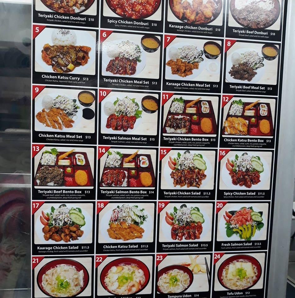 Menu at Sushi Club, Napier