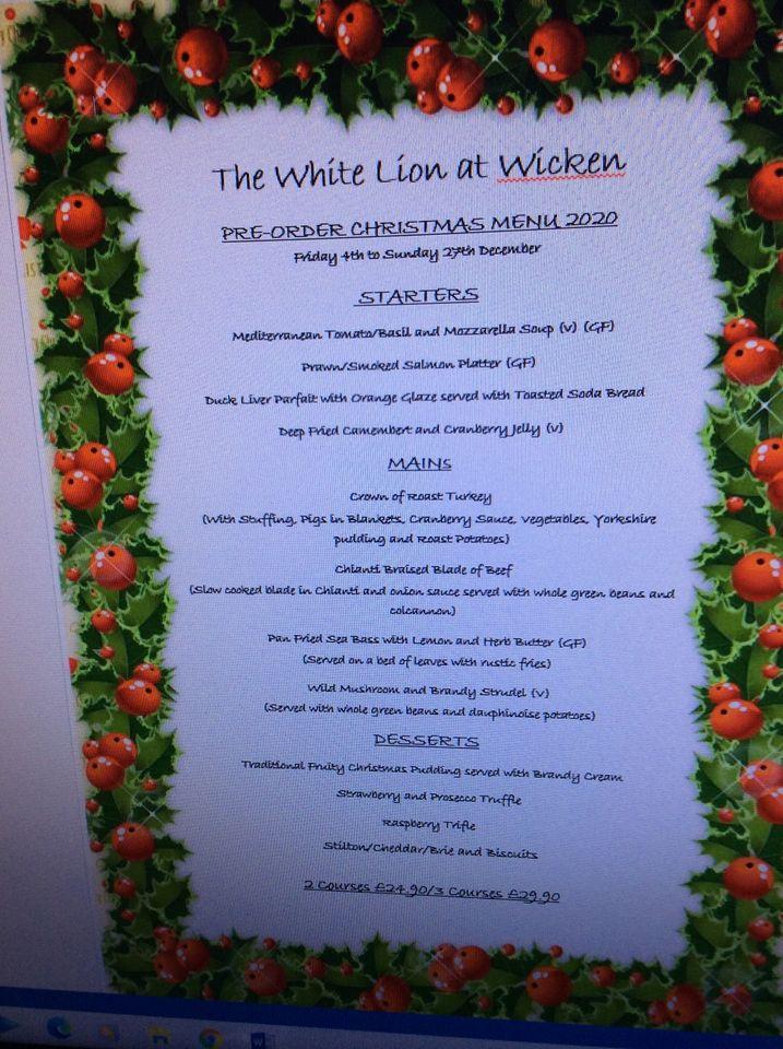 Menu at The Lion at Wicken pub & bar, Wicken