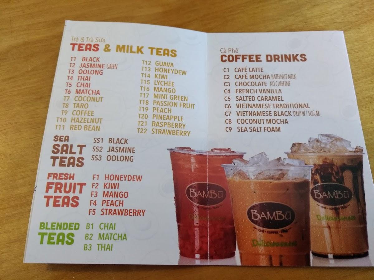 Menu at Bambu Desserts and Drinks, D'Iberville