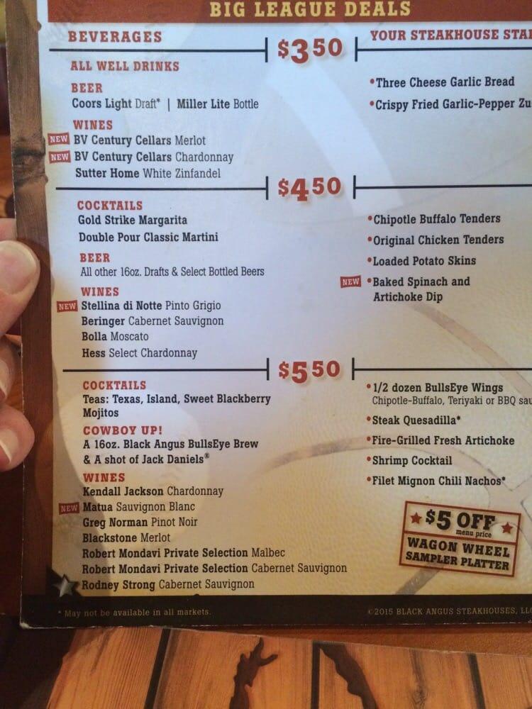 Menu at Black Angus Steakhouse, Torrance