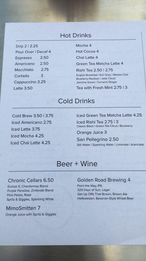 Menu at Cafe Smitten, Bakersfield