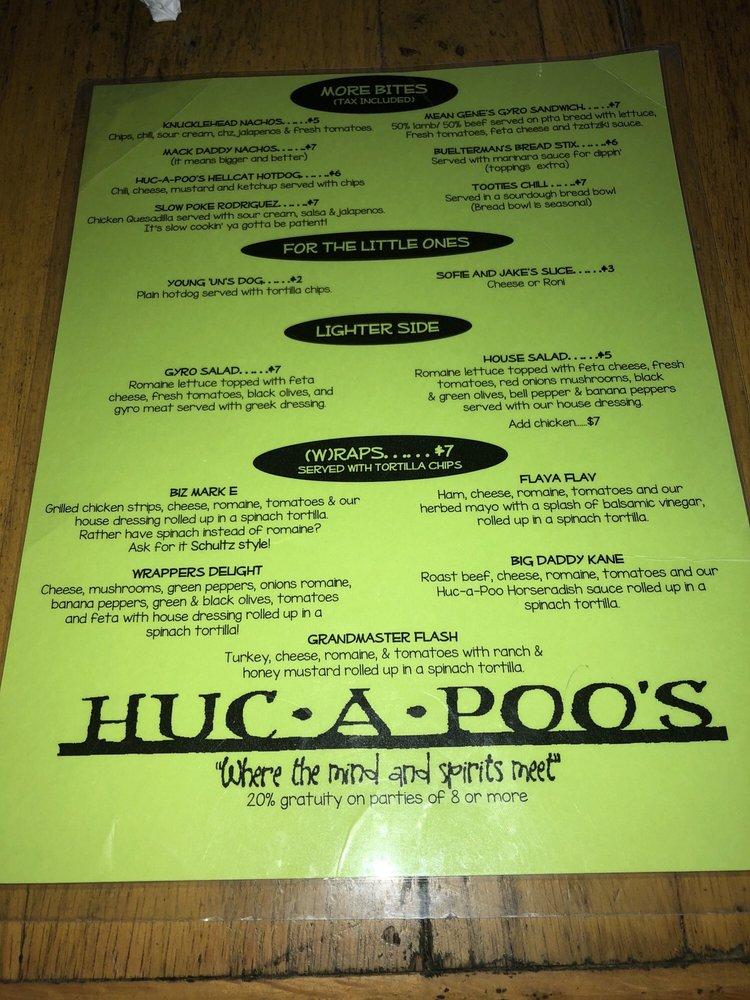 Menu at Huc-A-Poos Bites and Booze pub & bar, Tybee Island