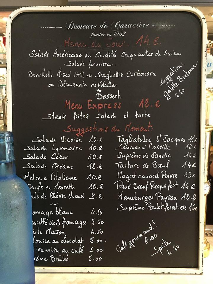 Menu au Le Vendôme restaurant, Montceau-les-Mines
