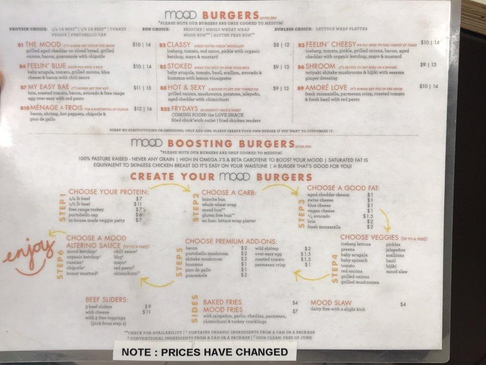 Menu at Mood Food restaurant, Fort Lee, Anderson Ave