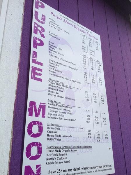 Menu at Purple Moon pub & bar, Corvallis