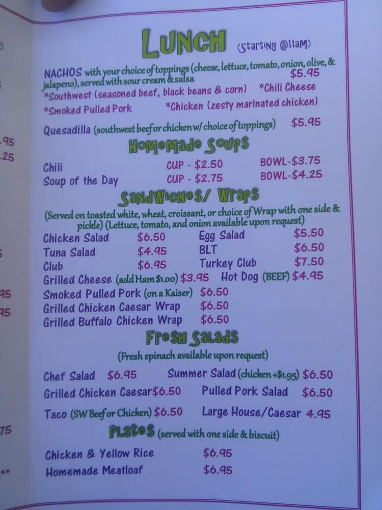 Menu at Short Cakes restaurant, LaBelle